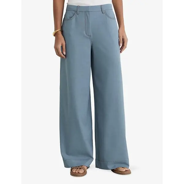 REISS Charlotte Wide-leg Stretch-woven Trousers