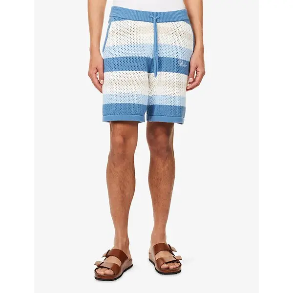 BELIER Bélier Striped Crochet-knit Cotton Shorts