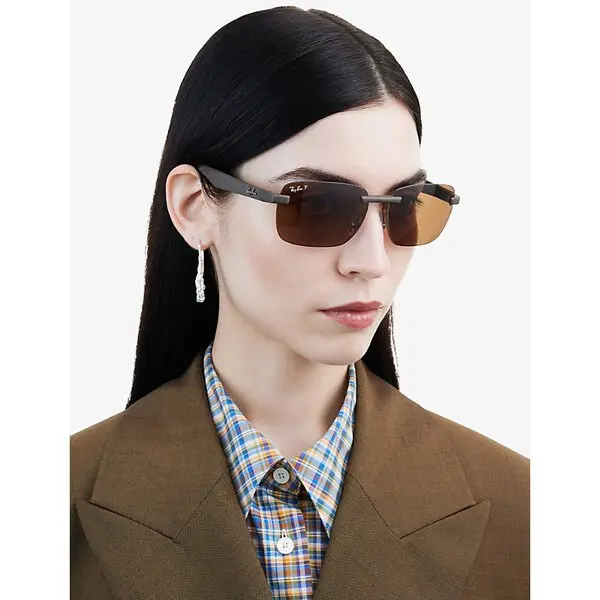 Ray-ban Rb4470ch Irregular Frame Sunglasses - Brown