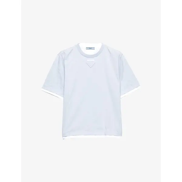 Prada Astro Layered Cotton-jersey T-shirt - Light Blue