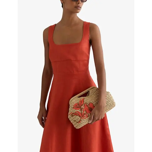 REISS Gina Raffia Clutch Bag