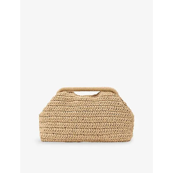 REISS Gina Raffia Clutch Bag