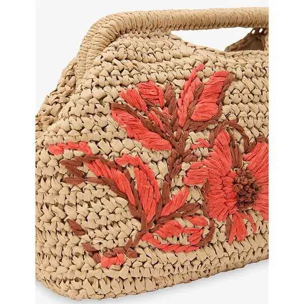 REISS Gina Raffia Clutch Bag