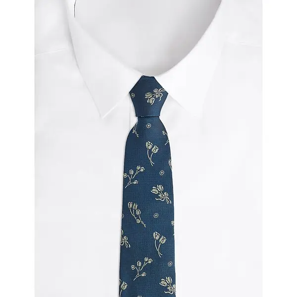Paul Smith Tulips Silk Tie - Blue