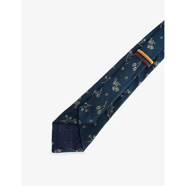 Paul Smith Tulips Silk Tie - Blue