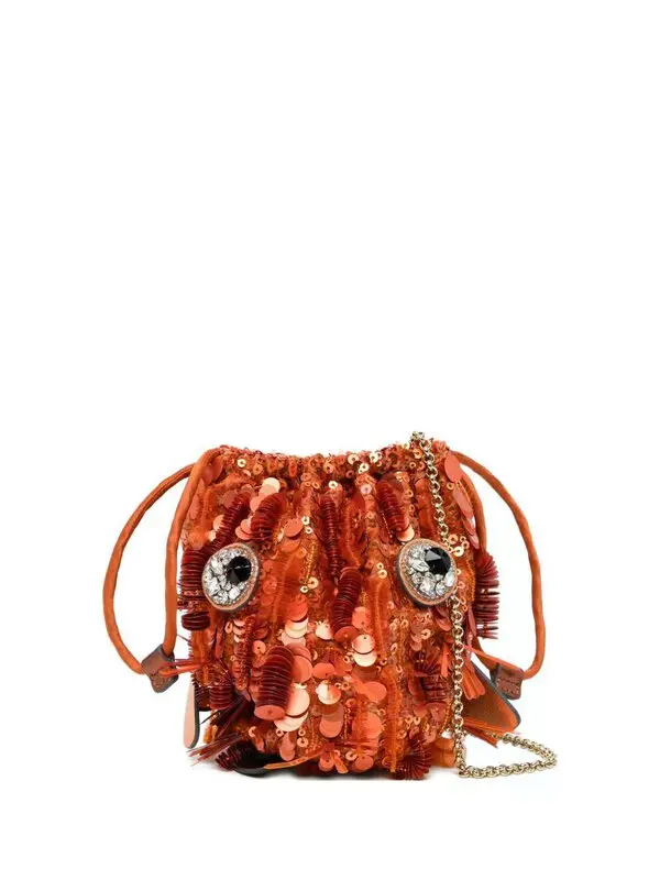 ANYA HINDMARCH Sequin-embellished Crystal-detail Crossbody Bag - Orange