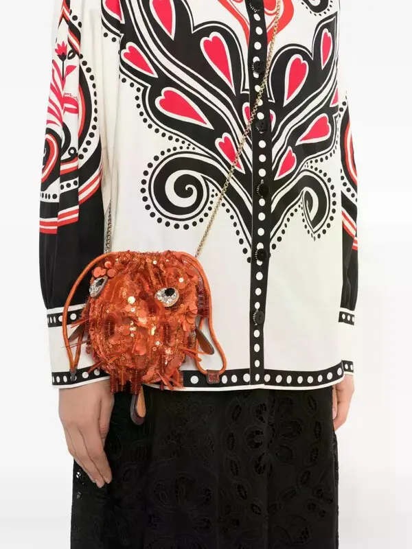 ANYA HINDMARCH Sequin-embellished Crystal-detail Crossbody Bag - Orange