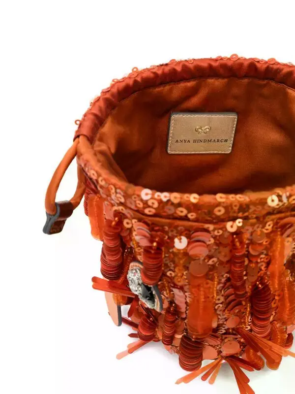 ANYA HINDMARCH Sequin-embellished Crystal-detail Crossbody Bag - Orange