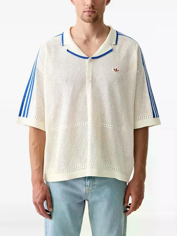Adidas Resort Mesh-knit Short Sleeve Shirt - White