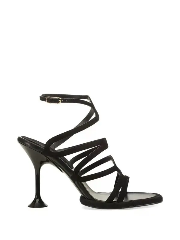 SERGIO ROSSI Suede Sonic Sandals With Gold-tone Hardware - Black