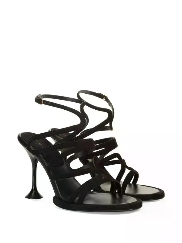 SERGIO ROSSI Suede Sonic Sandals With Gold-tone Hardware - Black