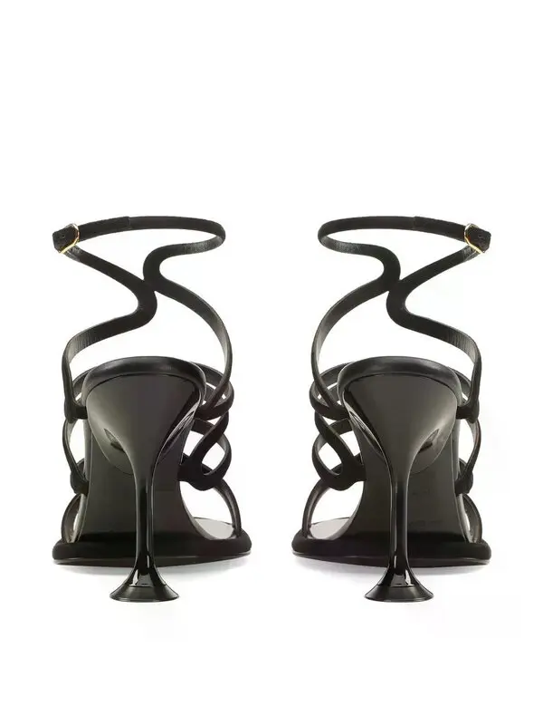 SERGIO ROSSI Suede Sonic Sandals With Gold-tone Hardware - Black