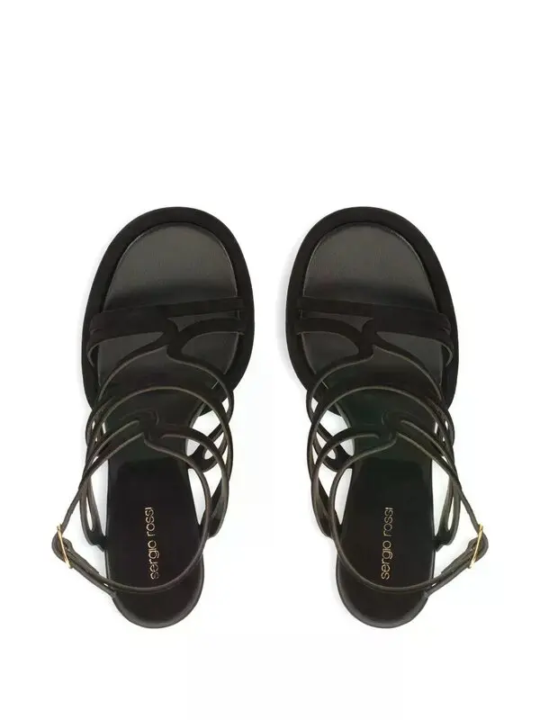 SERGIO ROSSI Suede Sonic Sandals With Gold-tone Hardware - Black