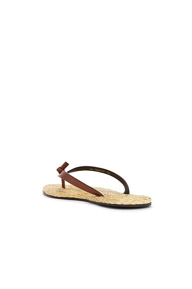 Saint Laurent Leather And Raffia Pool Slide