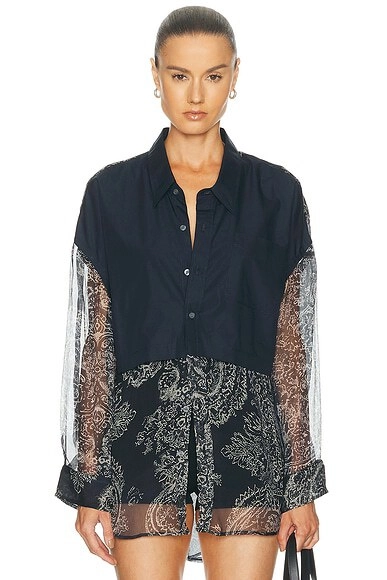 R13 Overlay Drop Neck Shirt - Blue