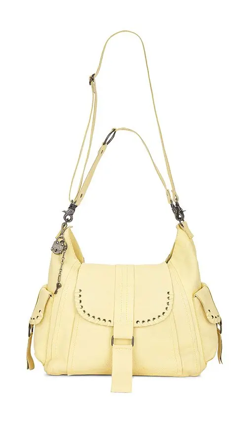 Free People Leigh Distressed Hobo Bag - Lemon
