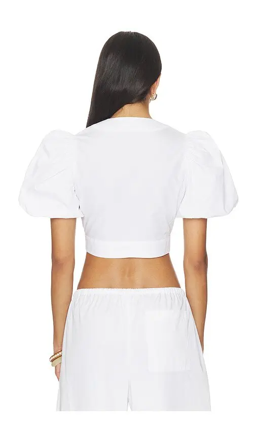 Susana Monaco Poplin Bubble Sleeve Tie Front Top