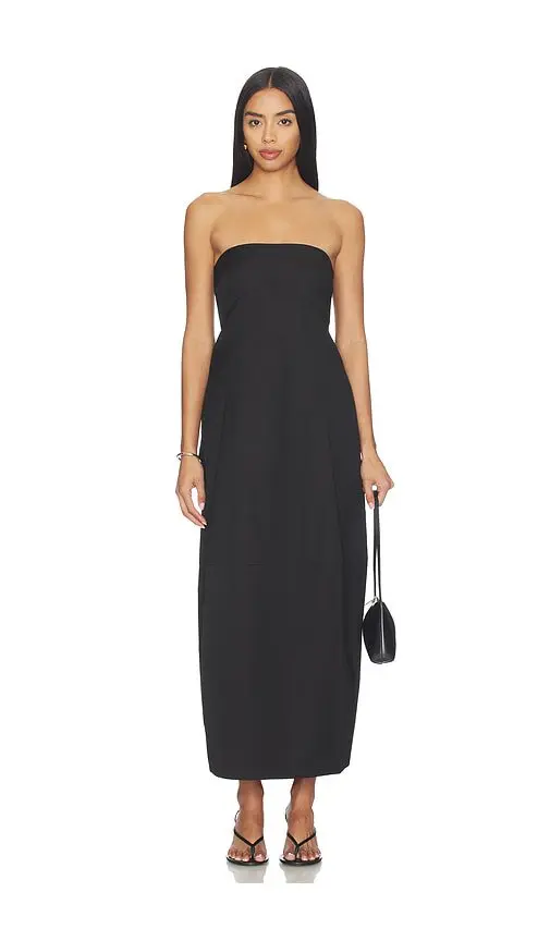 ST. AGNI Canvas Pleat Cocoon Dress In . Also - Black