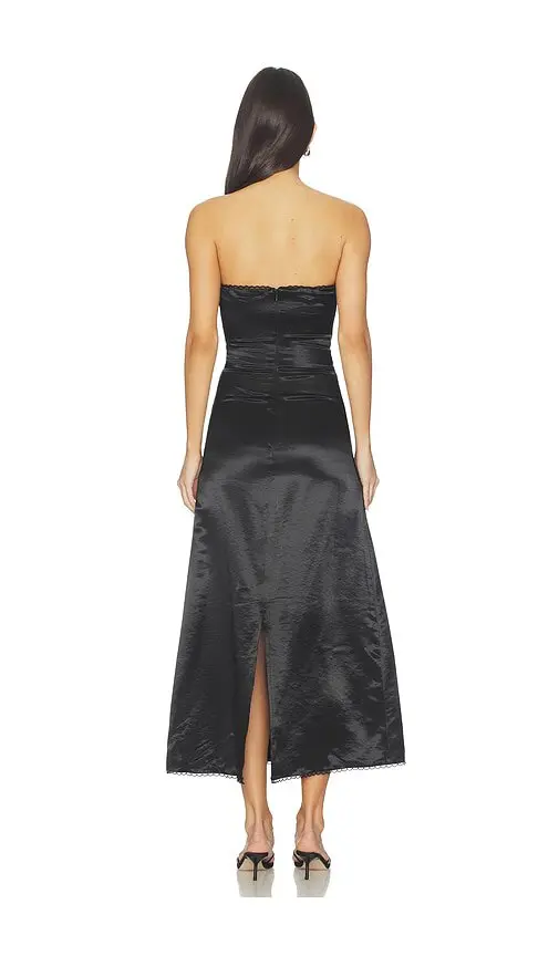 OPERASPORT Maya Strapless Embroidered Midi Dress