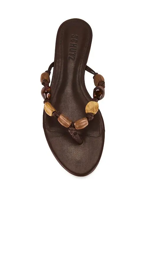 Schutz Sapphire Embellished Leather Sandals - Brown