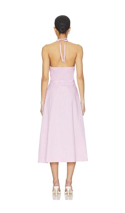 Central Park West Poplin Stripe Halter Dress