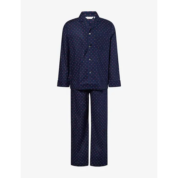 Derek Rose Nelson Classic-fit Cotton Pyjama Set - Navy