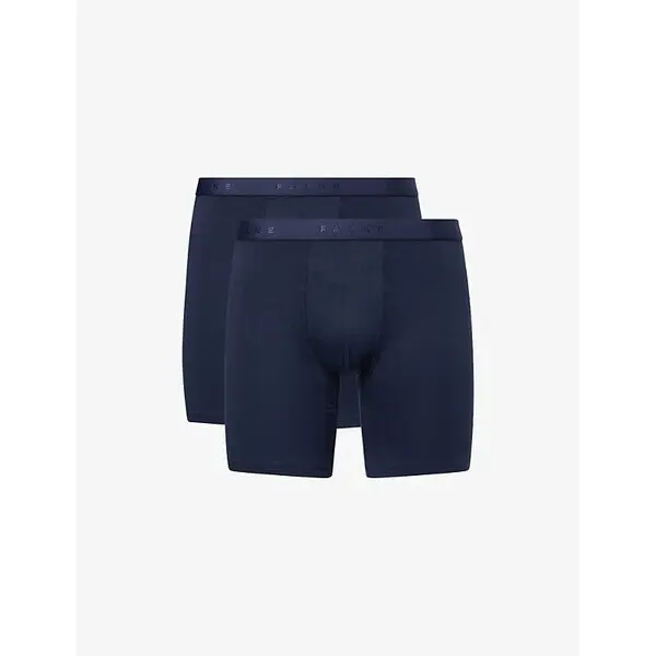 Falke Daily Comfort Long-leg Pack Of Two Stretch-cotton Boxer Briefs - Midnight