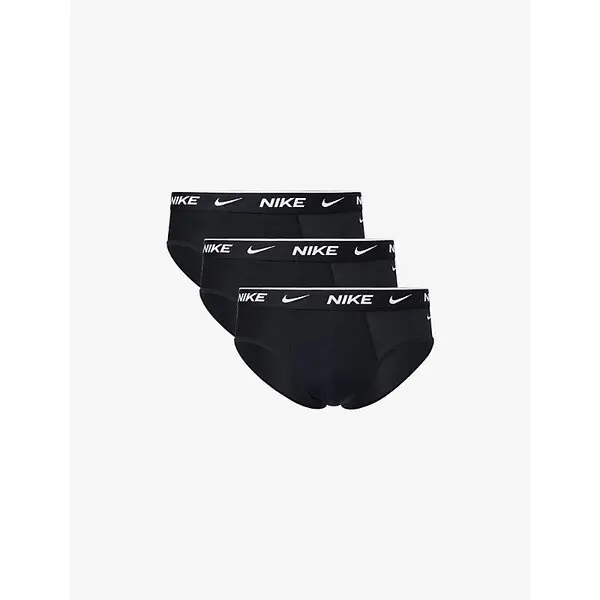 Nike Essential Pack Of Three Cotton-stretch Briefs - Black/black/black