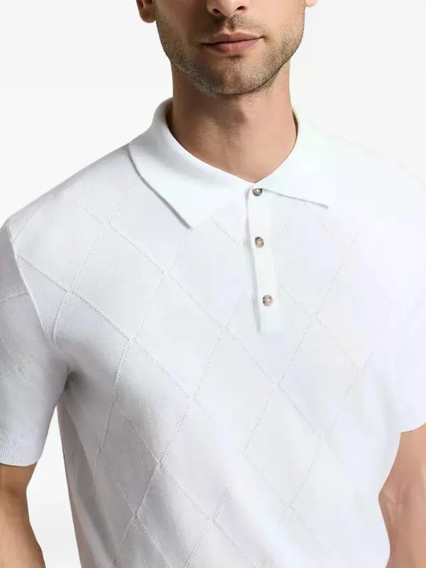 Peserico Argyle-knit Short-sleeve Polo Shirt