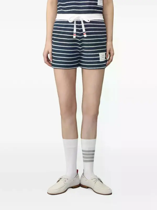Thom Browne Striped Honeycomb Texture Shorts