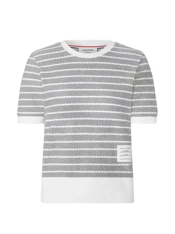 Thom Browne Honeycomb-rib T-shirt - Grey