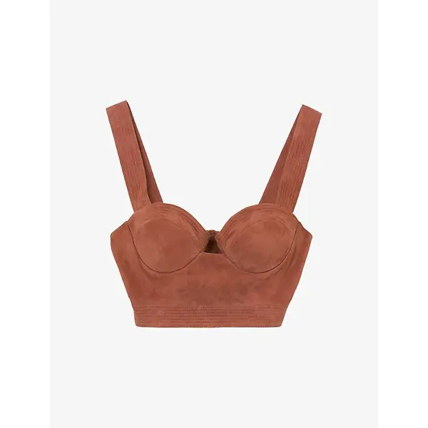 REISS X Atelier Farley Suede Bustier Top - Rust