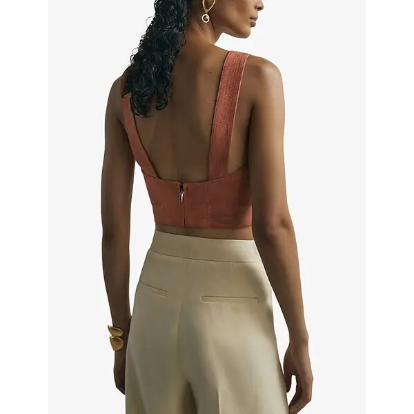 REISS X Atelier Farley Suede Bustier Top