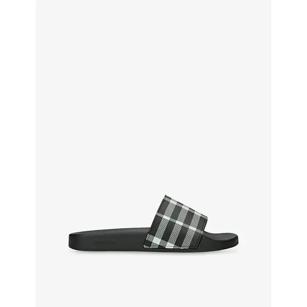 Burberry Checked Rubber Sliders - Black/comb