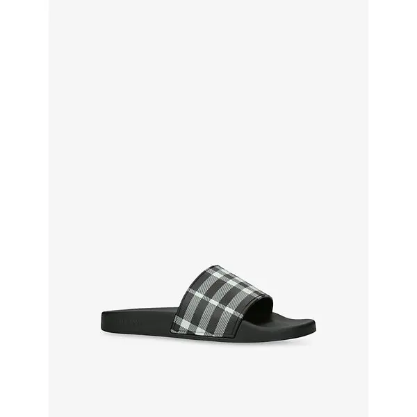 Burberry Checked Rubber Sliders - Black/comb