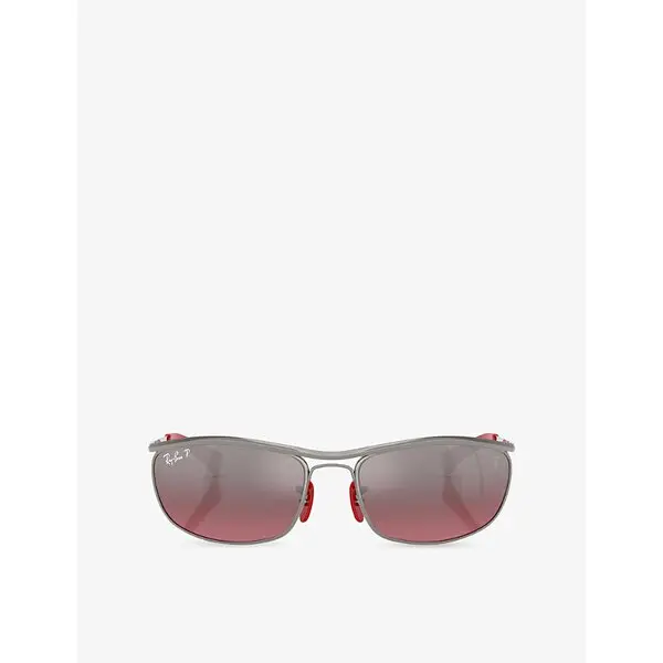 Ray-ban Scuderia Ferrari Oval-frame Metal Sunglasses - Grey