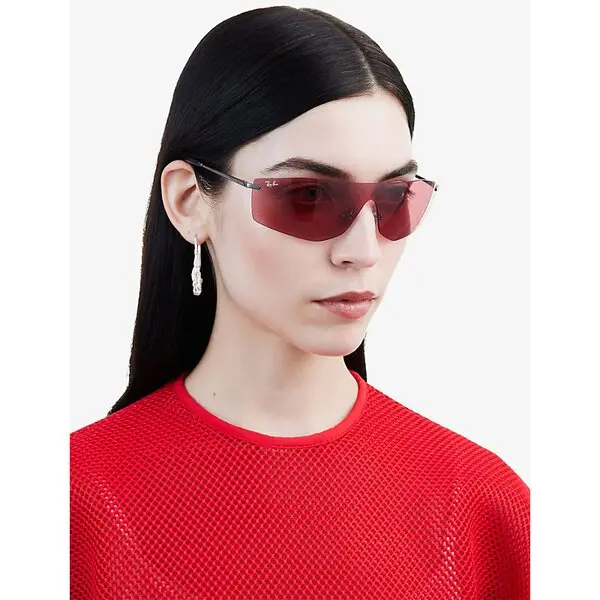 Ray-ban Irregular-frame Metal Sunglasses - Grey