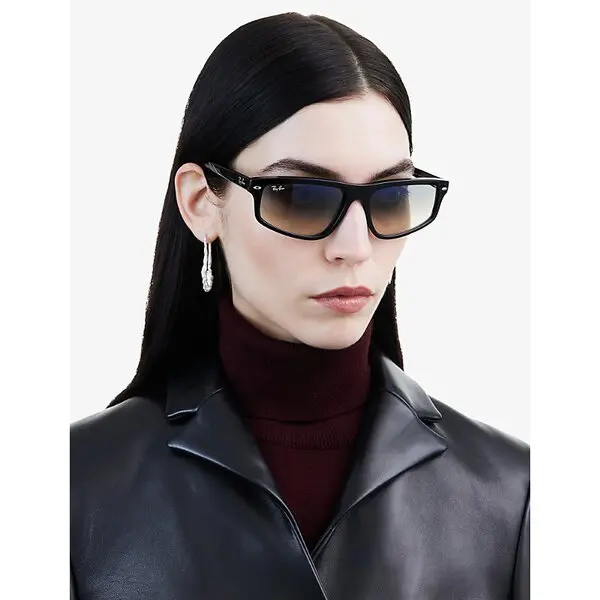 Ray-ban Rb2225 Irregular Frame Propionate Sunglasses - Black