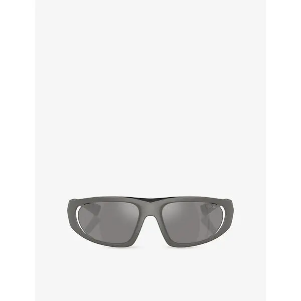 Prada Ps B03s Shield-frame Acetate Sunglasses - Grey
