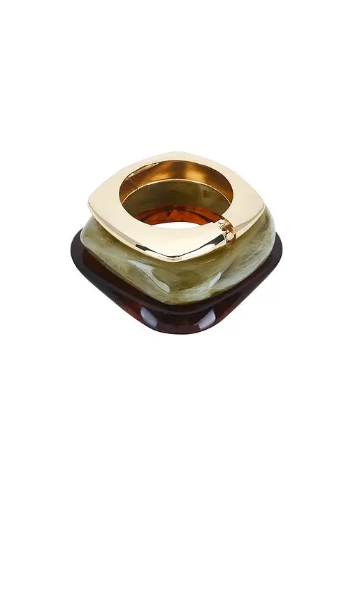 EPIFENE Set Of 3 Square Resin Bangles With Gold-tone Hinge Closure