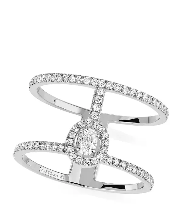 Messika Glam'azone White Gold Diamond Pavé Ring - Silver