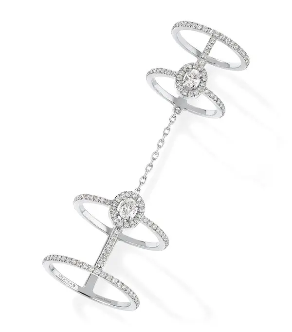 Messika White Gold And Diamond Double Pavé Ring - Silver