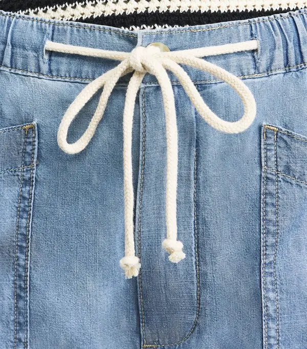 Paige Evann Wide-leg Jeans With Drawstring Waist - Blue