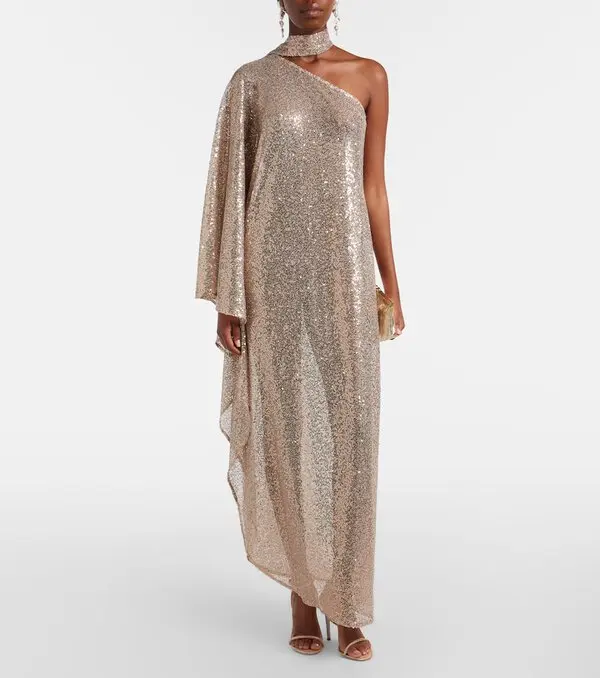 TALLER MARMO Ubud Disco Sequined Lace Gown - Gold