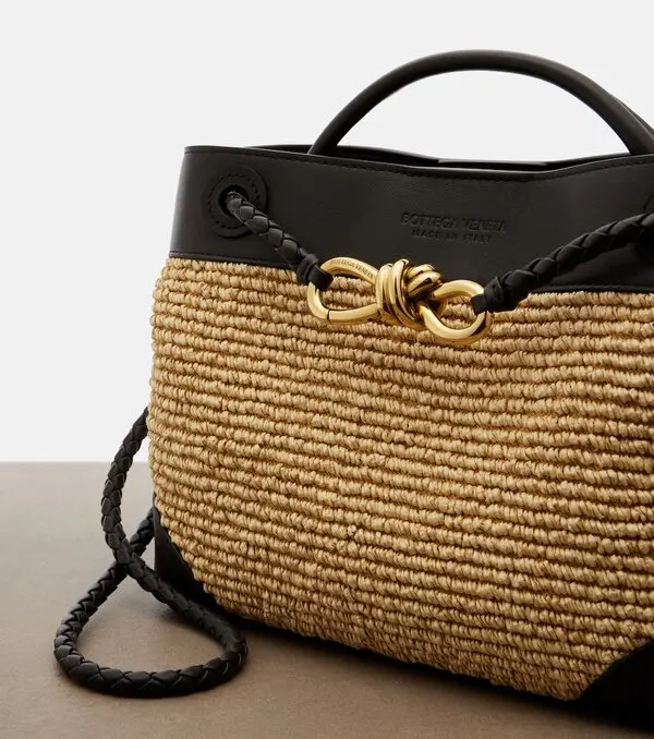 Bottega Veneta Andiamo Small Raffia And Leather Bag - Brown