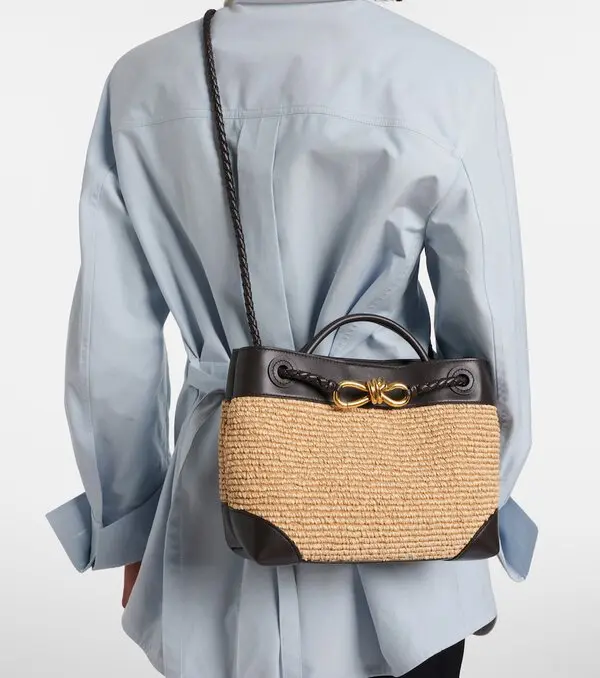 Bottega Veneta Andiamo Small Raffia And Leather Bag - Brown