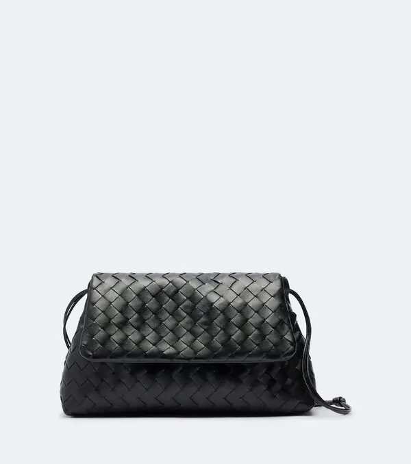 Bottega Veneta Giorno Small Intrecciato Leather Shoulder Bag - Black