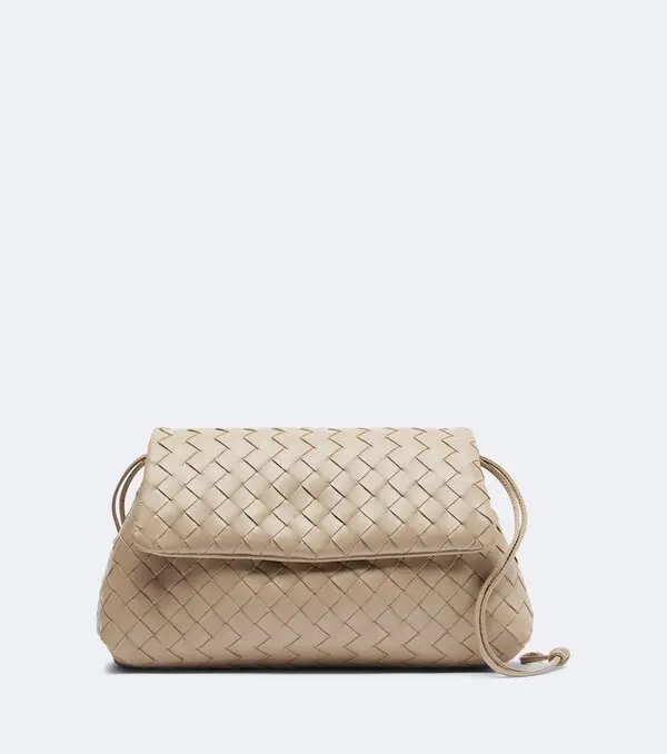 Bottega Veneta Giorno Intrecciato Leather Shoulder Bag - Ecru