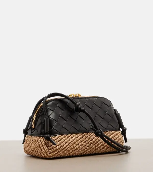 Bottega Veneta Concert Leather And Raffia Shoulder Bag