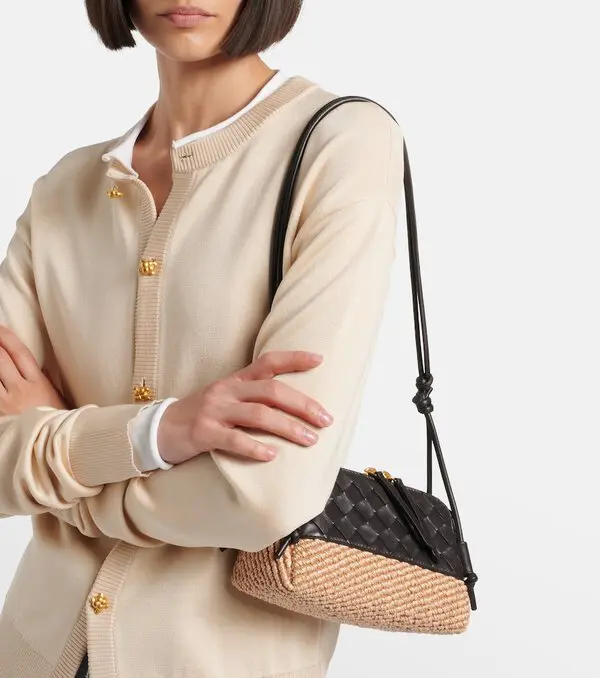 Bottega Veneta Concert Leather And Raffia Shoulder Bag